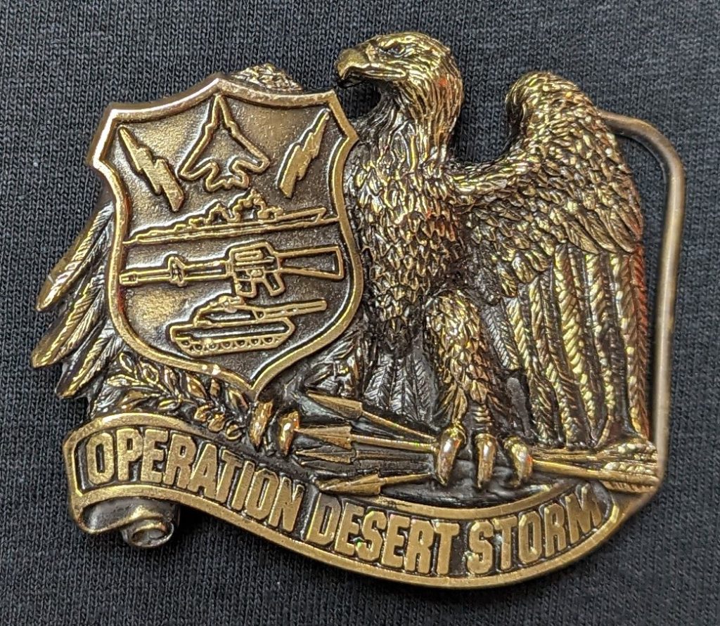 Buckle 12th Cav Brass Rect. | Crossed Sabers – Chapter Gift Shop
